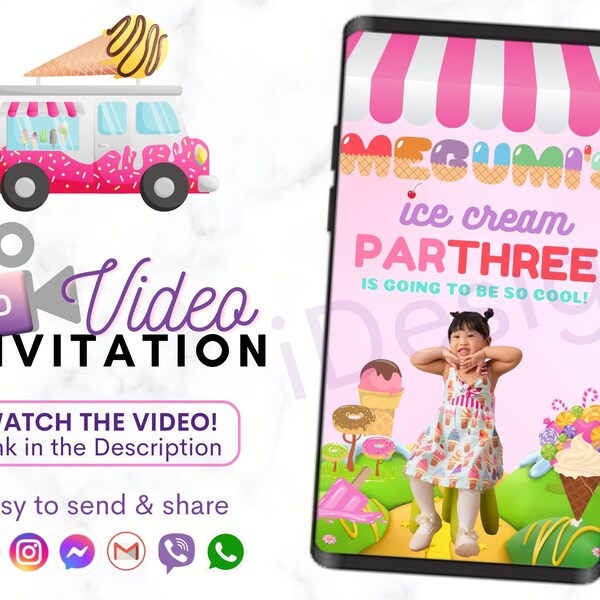 Ice Cream Animated Birthday Invitation - Etsy