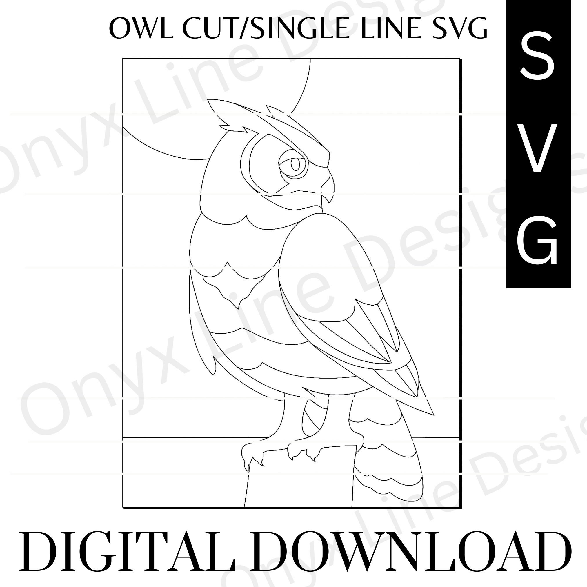 Owl Single Line Cut File SVG Owl Bird Art Intarsia Wood Pattern - Etsy