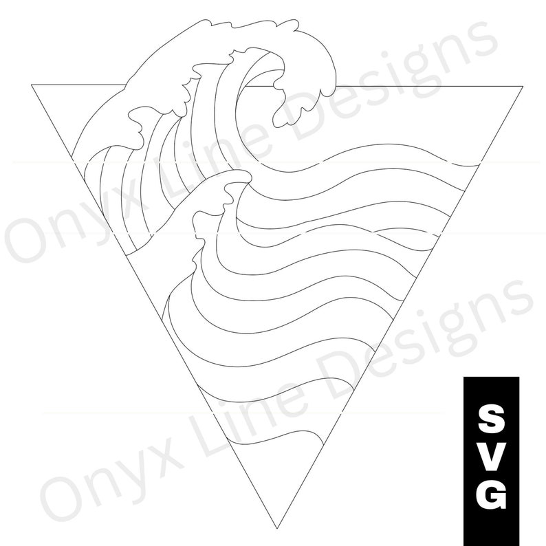 Ocean Wave Triangle SINGLE LINE Svg Shaping File Cut Shaping Score ...