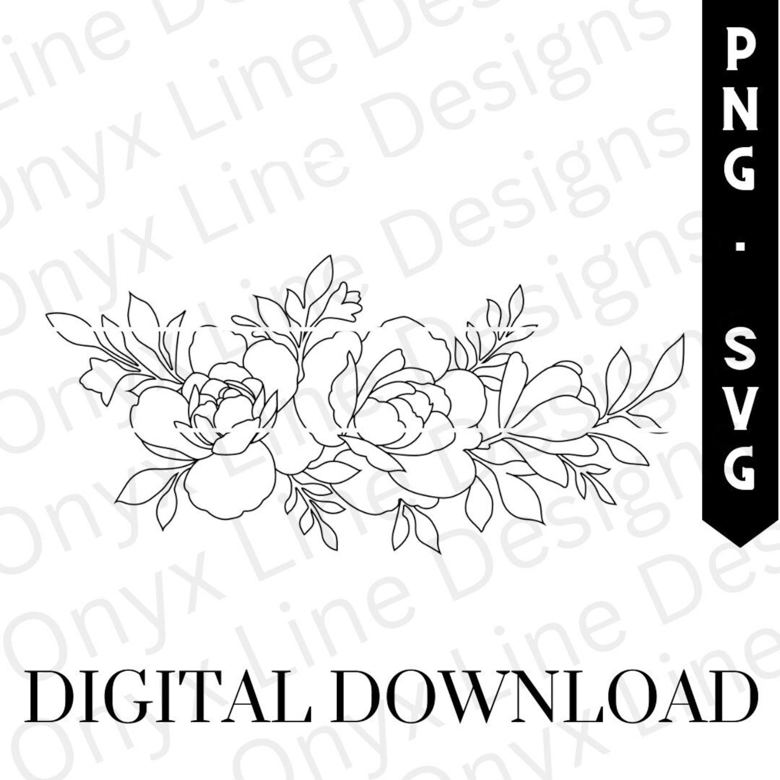 Floral SINGLE LINE Svg Shaping Laser Svg Flower Svg Cut File Engrave ...