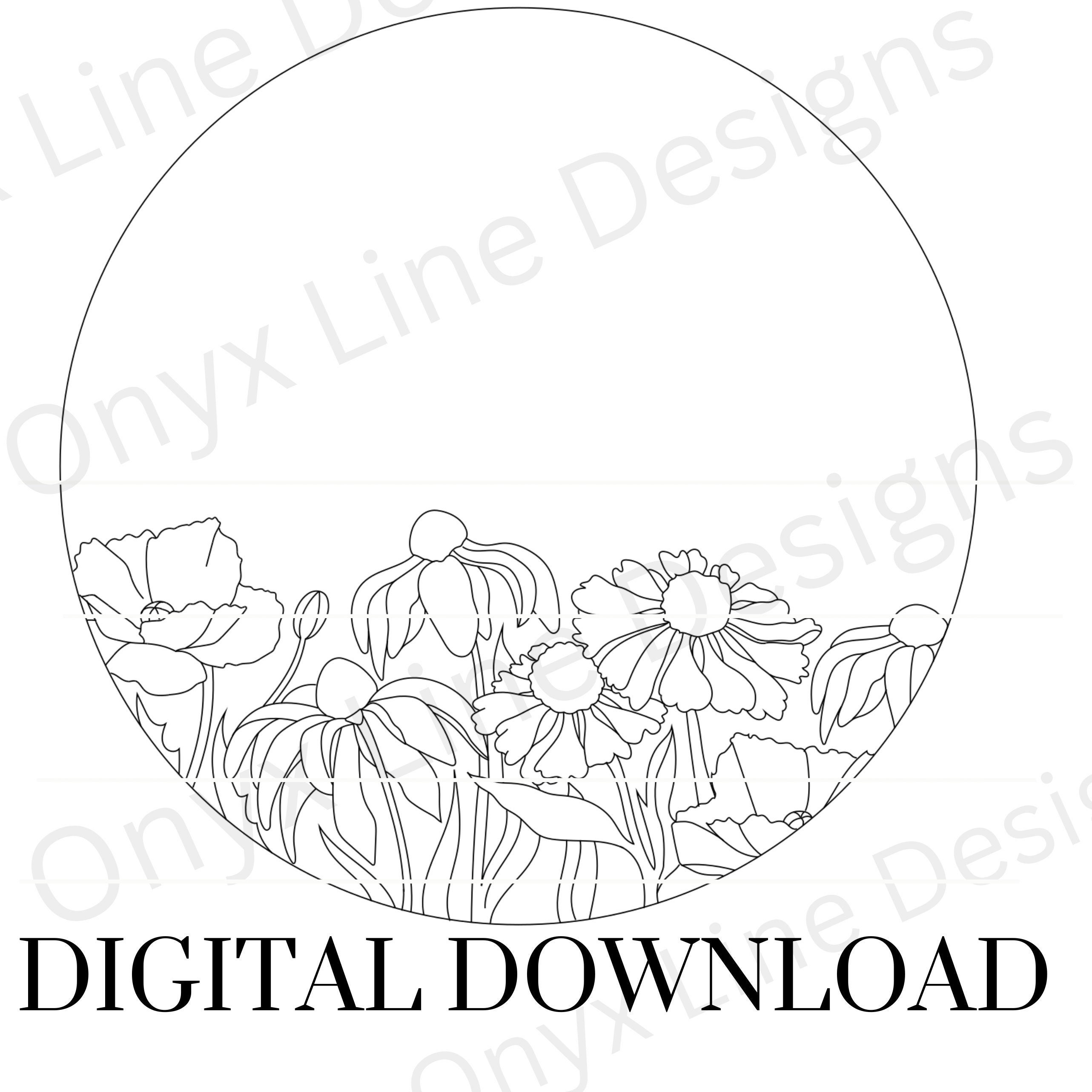 Wildflowers Svg Score SINGLE LINE Spring Floral Digital Download Round ...