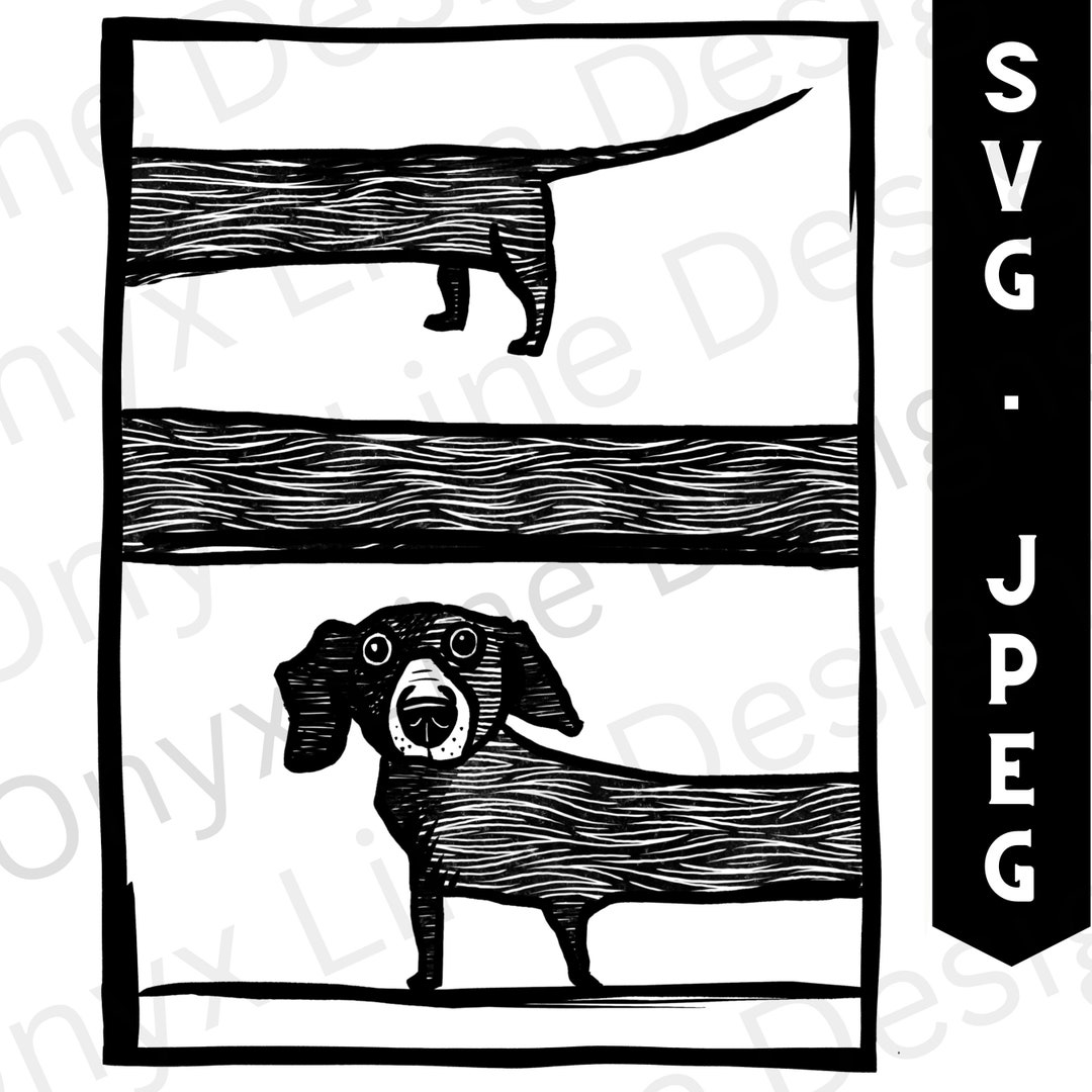Dachshund Art Printable Digital Download Lino Print Svg Jpeg Download ...