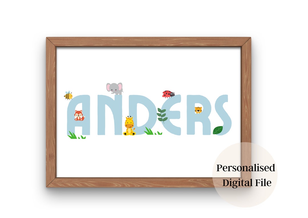 Printable Personalisation Animal Baby Name Sign, Baby Nursery Gift ...