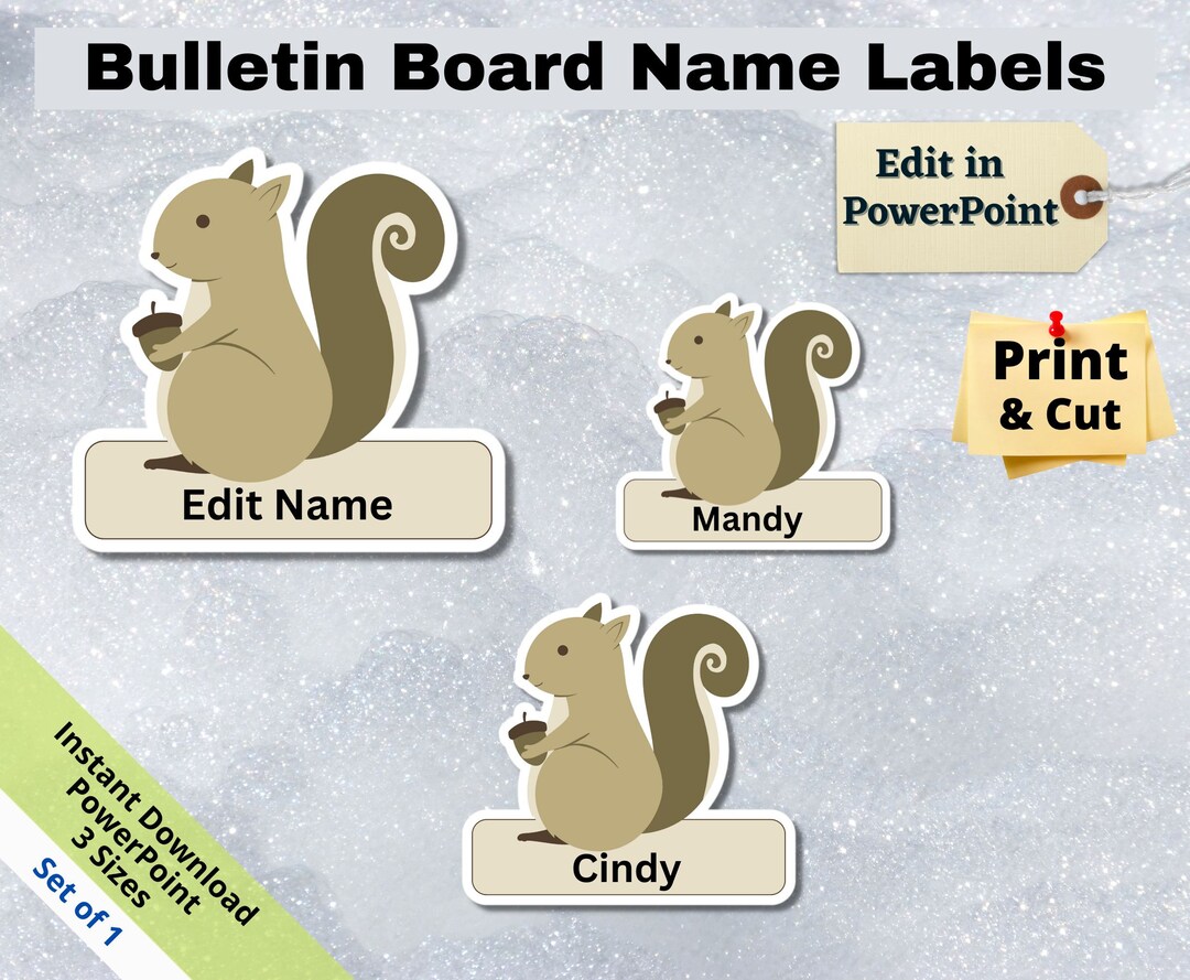 Squirrel, Editable Student Name Tags PRINTABLES, Classroom Bulletin ...