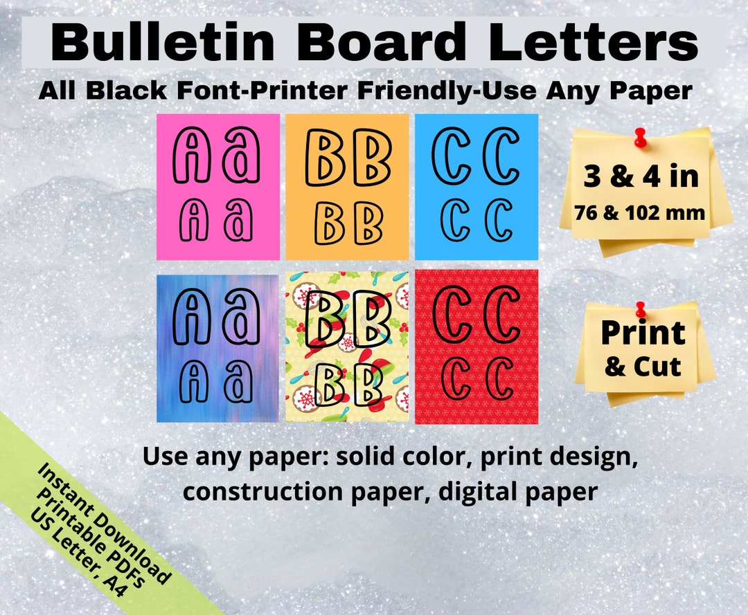 Bulletin Board Letters PRINTABLES, 3in + 4 Inches, Bunting Banner ...