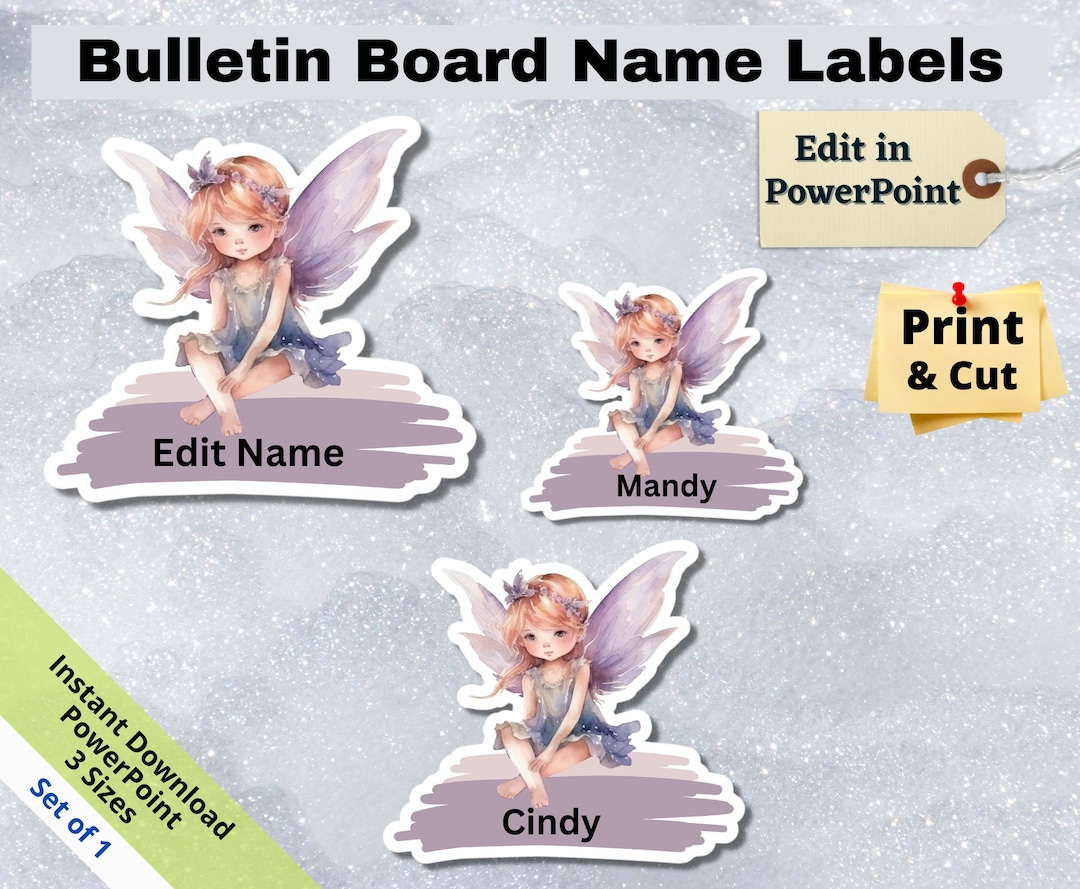 Purple Fairy Name Tags: Editable Classroom Decor (powerpoint, Digital ...