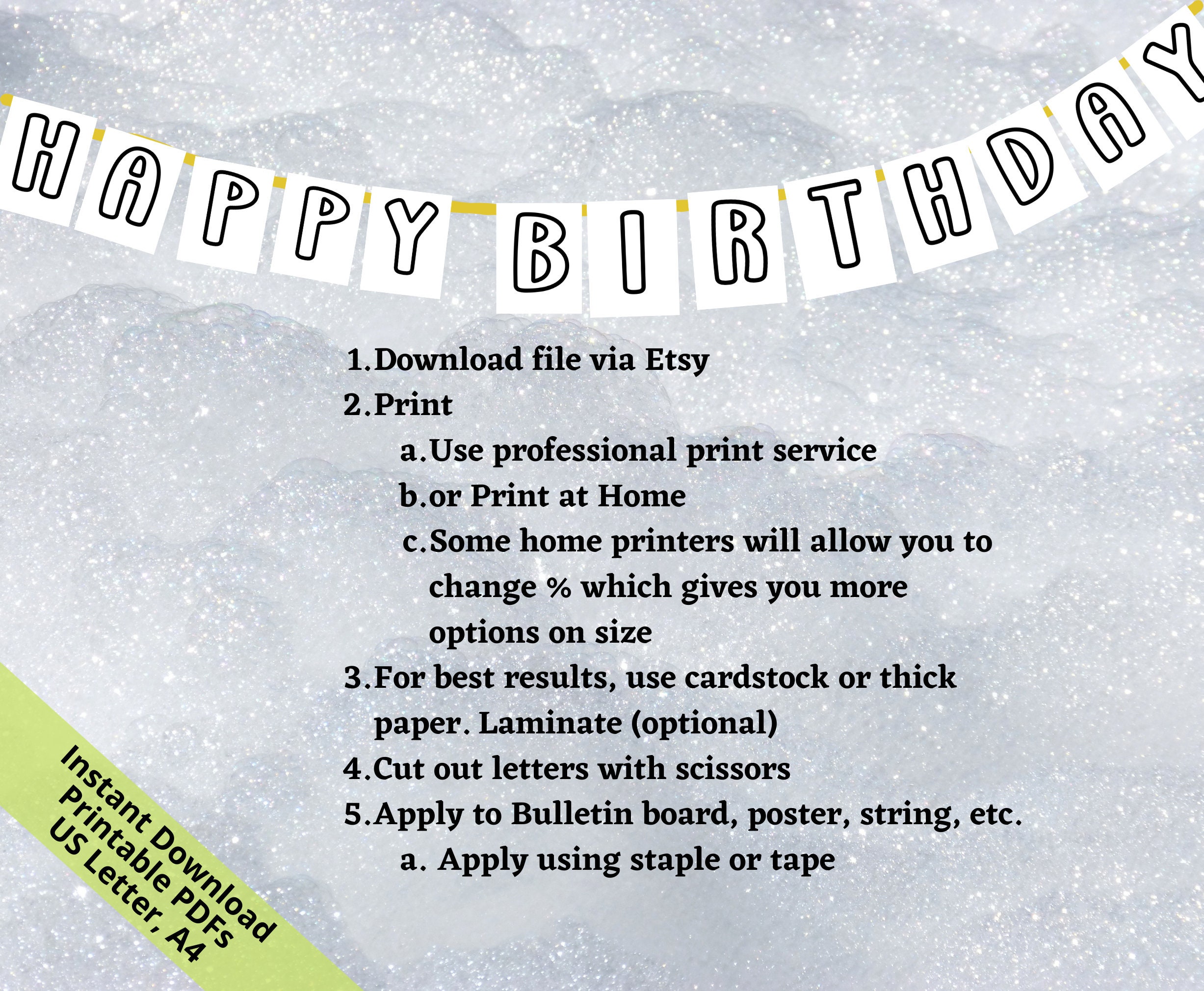 Bulletin Board Letters PRINTABLES, 3in 4 Inches, Bunting Banner, Poster ...