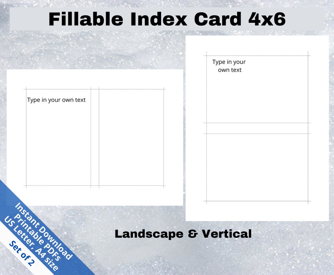 Printable 4x6 Index Card, Fillable Note Cards, Editable Index Cards ...