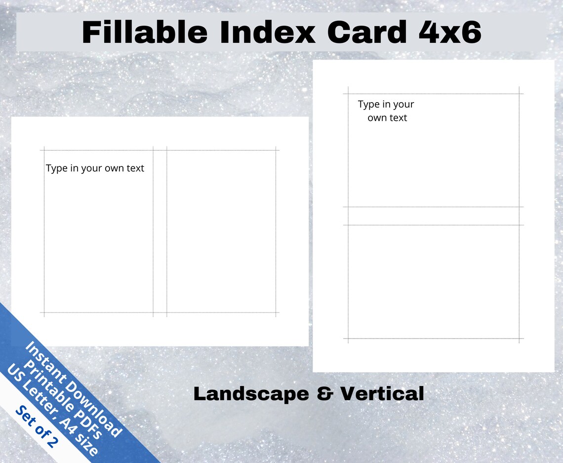 Printable 4x6 Index Card, Fillable Note Cards, Editable Index Cards ...