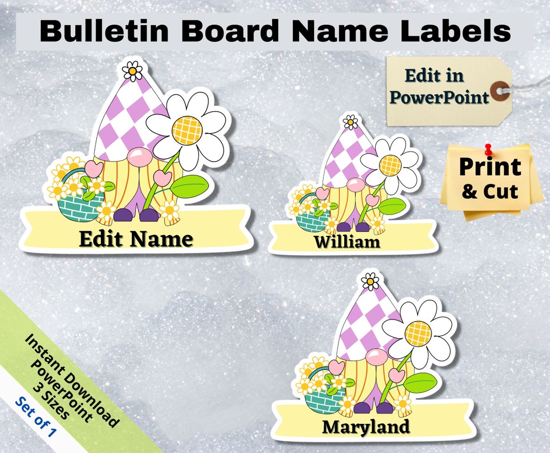 Spring Gnome, Editable Student Name Tags PRINTABLES, Classroom Bulletin ...