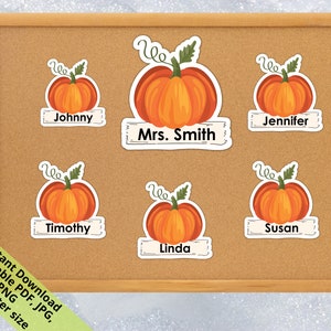 Pumpkins Fall, Editable Student Name Tags PRINTABLES, Classroom ...