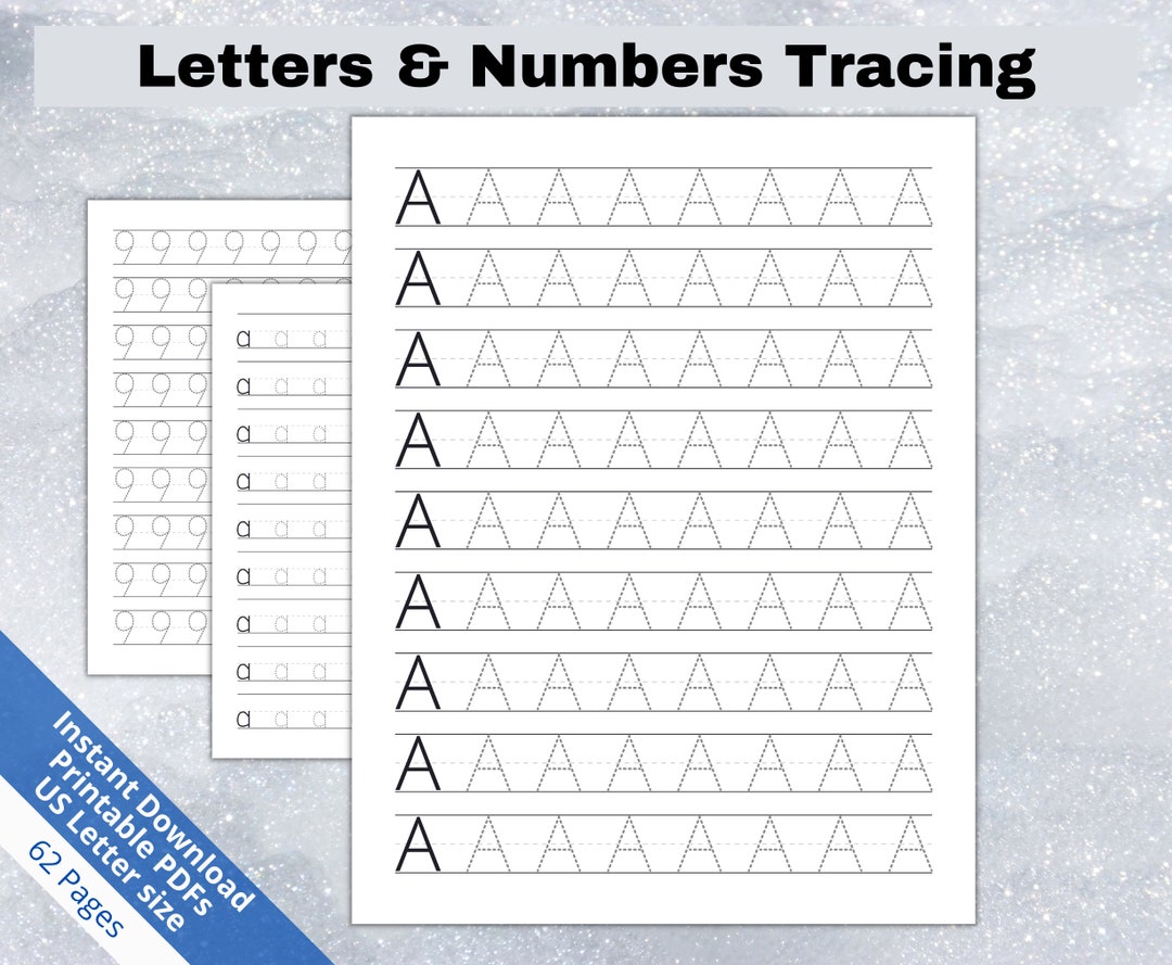 Letters and Numbers Tracing, Printable Handwriting Practice, Learn to ...