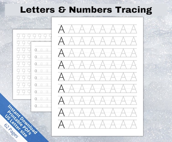 Letters and Numbers Tracing Printable Handwriting Practice - Etsy