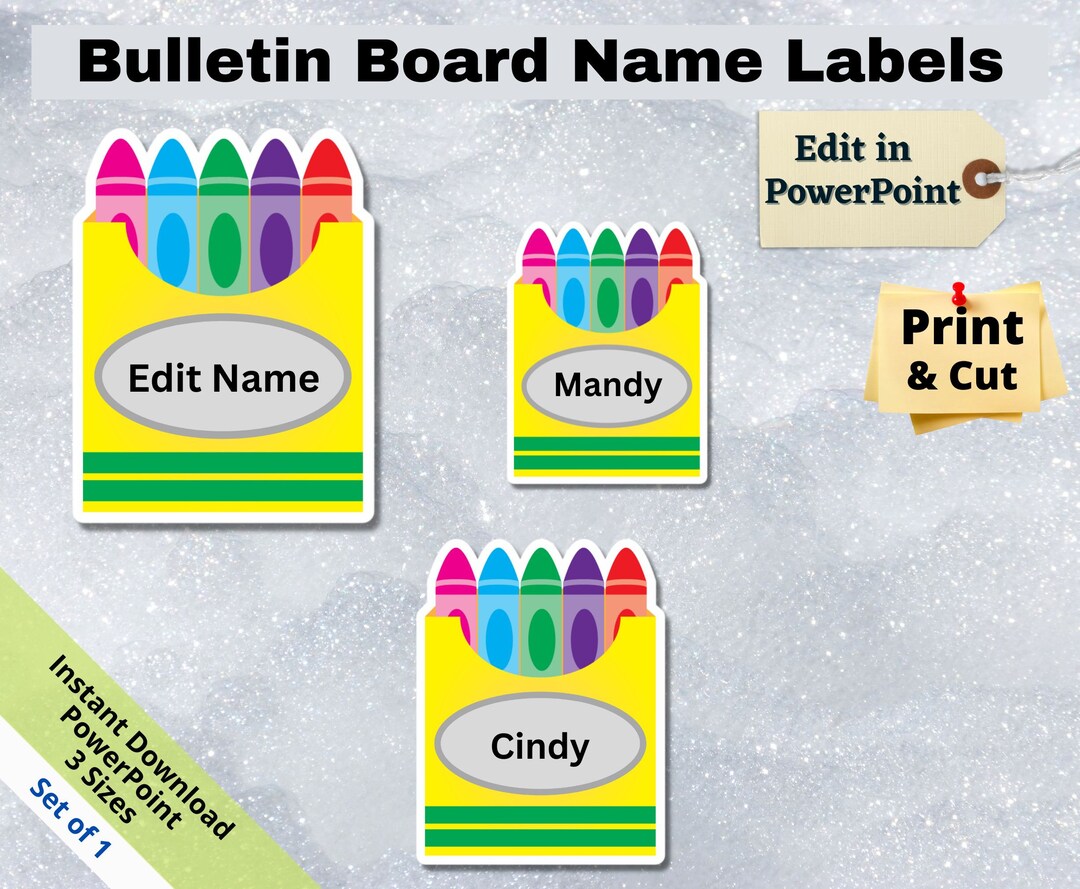 Crayons, Editable Student Name Tags PRINTABLES, Classroom Bulletin ...