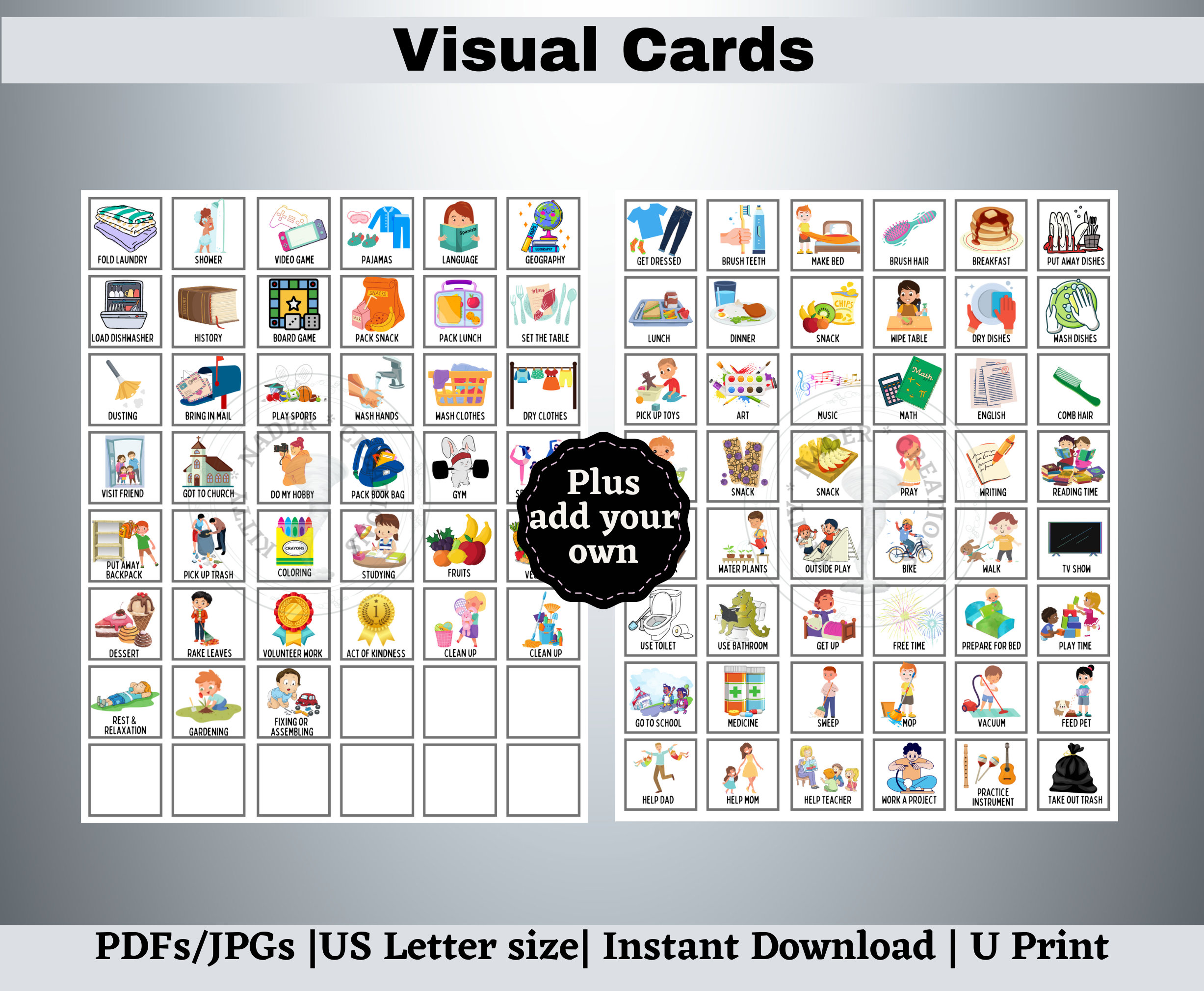 Daily Visual Routine Chart With Cards Morning Afternoon Evening ...