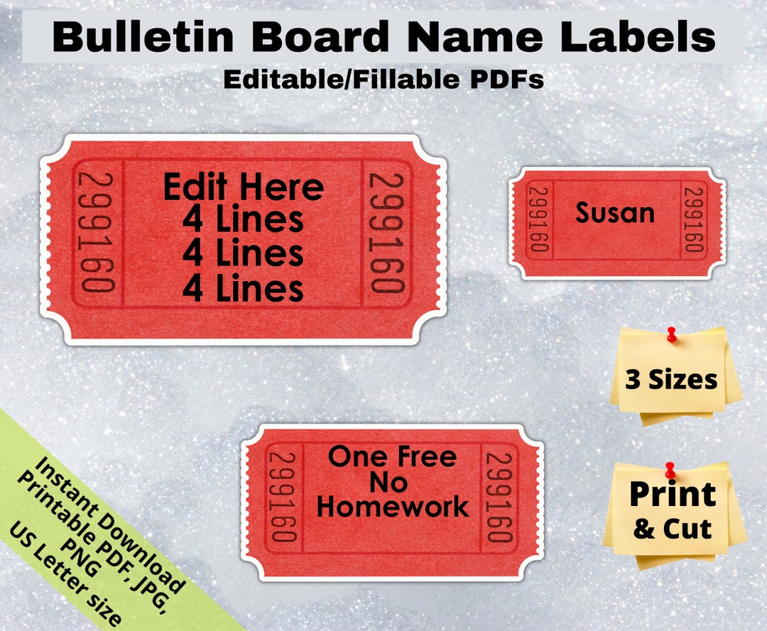 Red Raffle Ticket, Editable Student Name Tags PRINTABLES, Classroom ...
