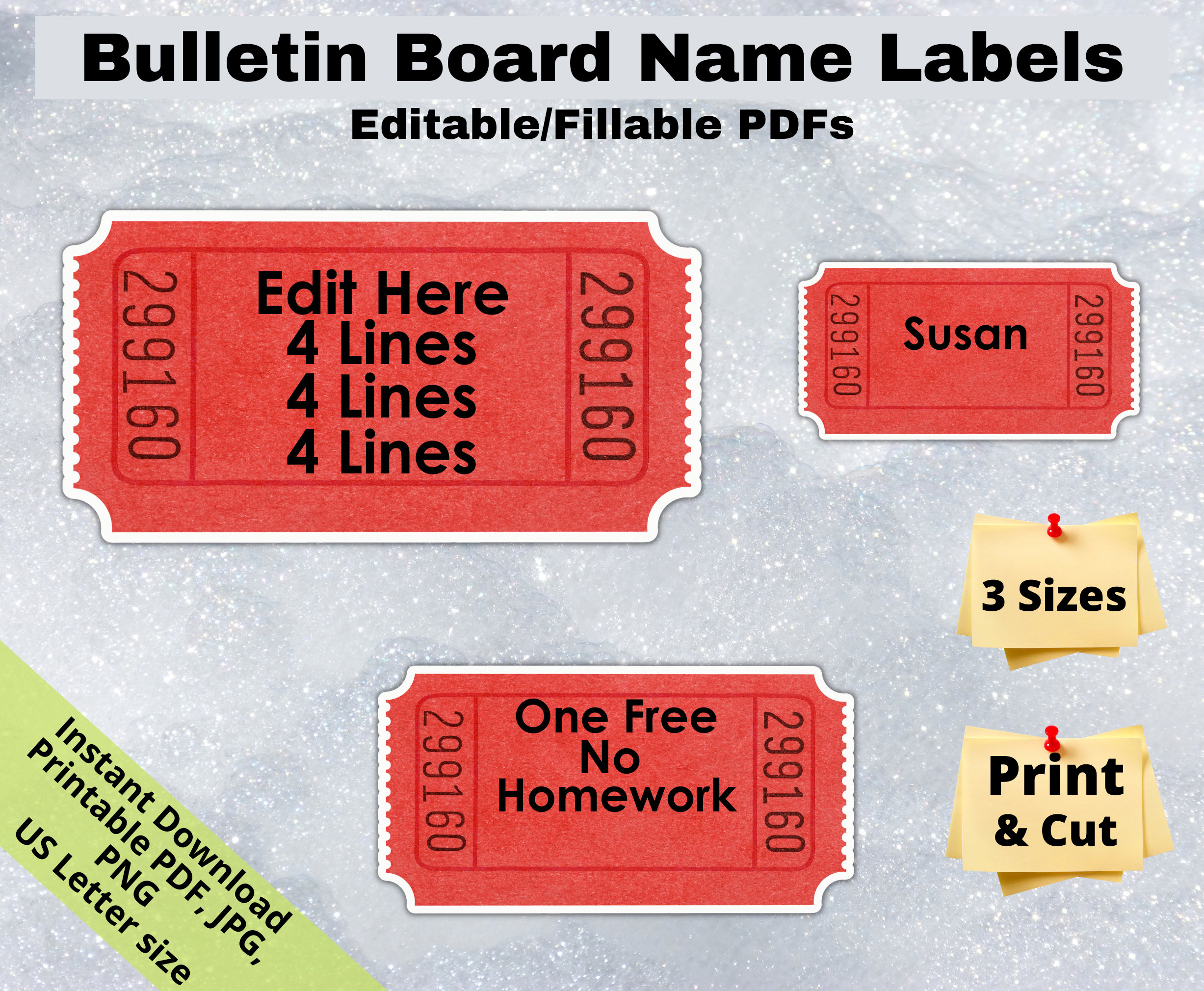 Red Raffle Ticket, Editable Student Name Tags PRINTABLES, Classroom ...