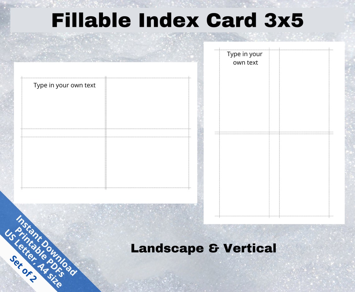 Printable 3x5 Index Card, Fillable Note Cards, Editable Index Cards ...