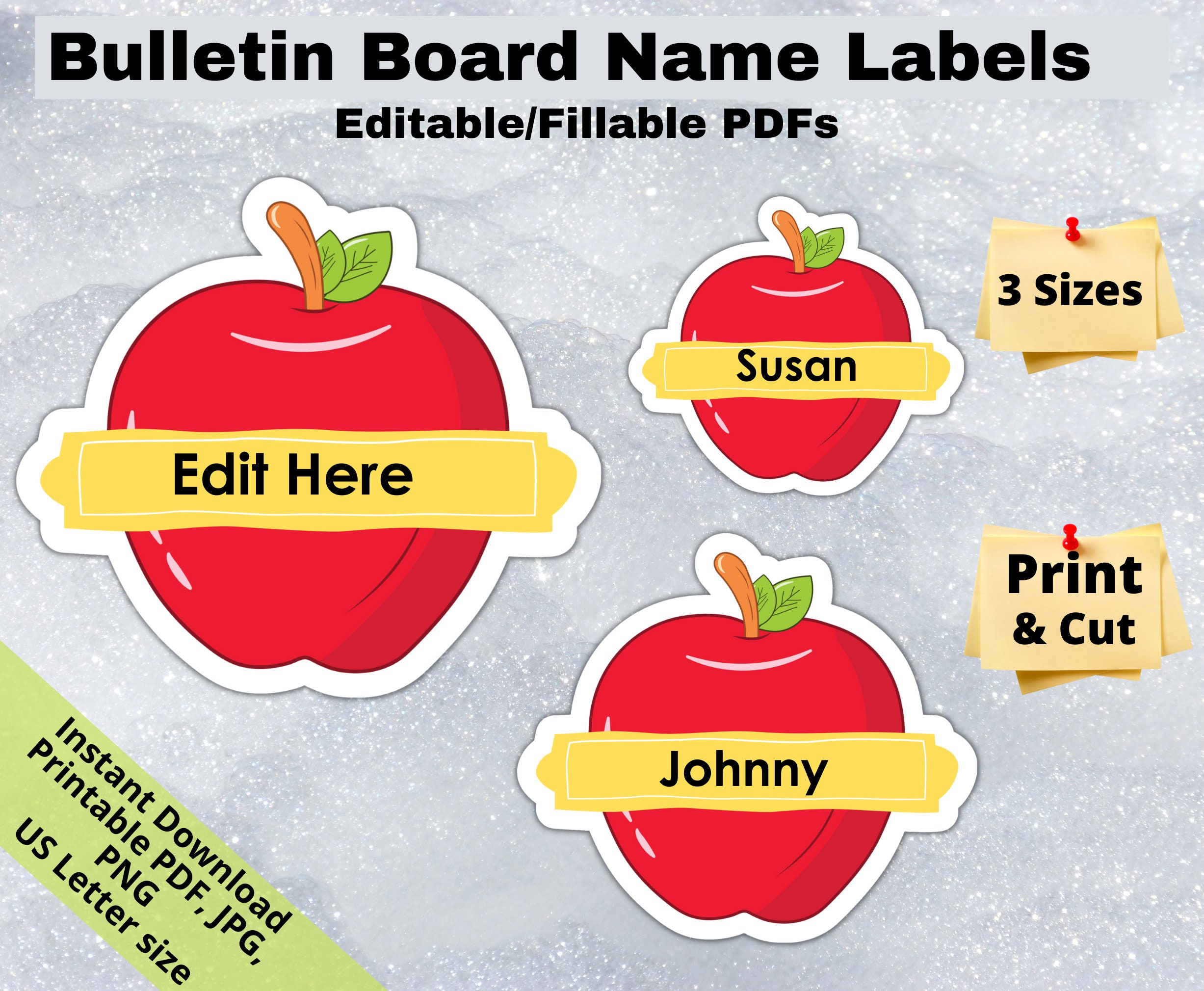 Editable Student Name Tags PRINTABLES Red Apples Fall - Etsy