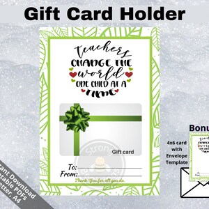 PRINTABLE Teacher Gift Card Holder, Teacher Thank You, Teacher Gift ...