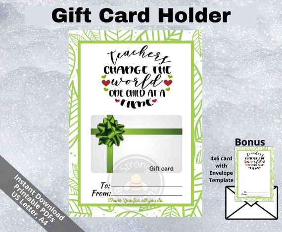 PRINTABLE Teacher Gift Card Holder Teacher Thank You Teacher - Etsy