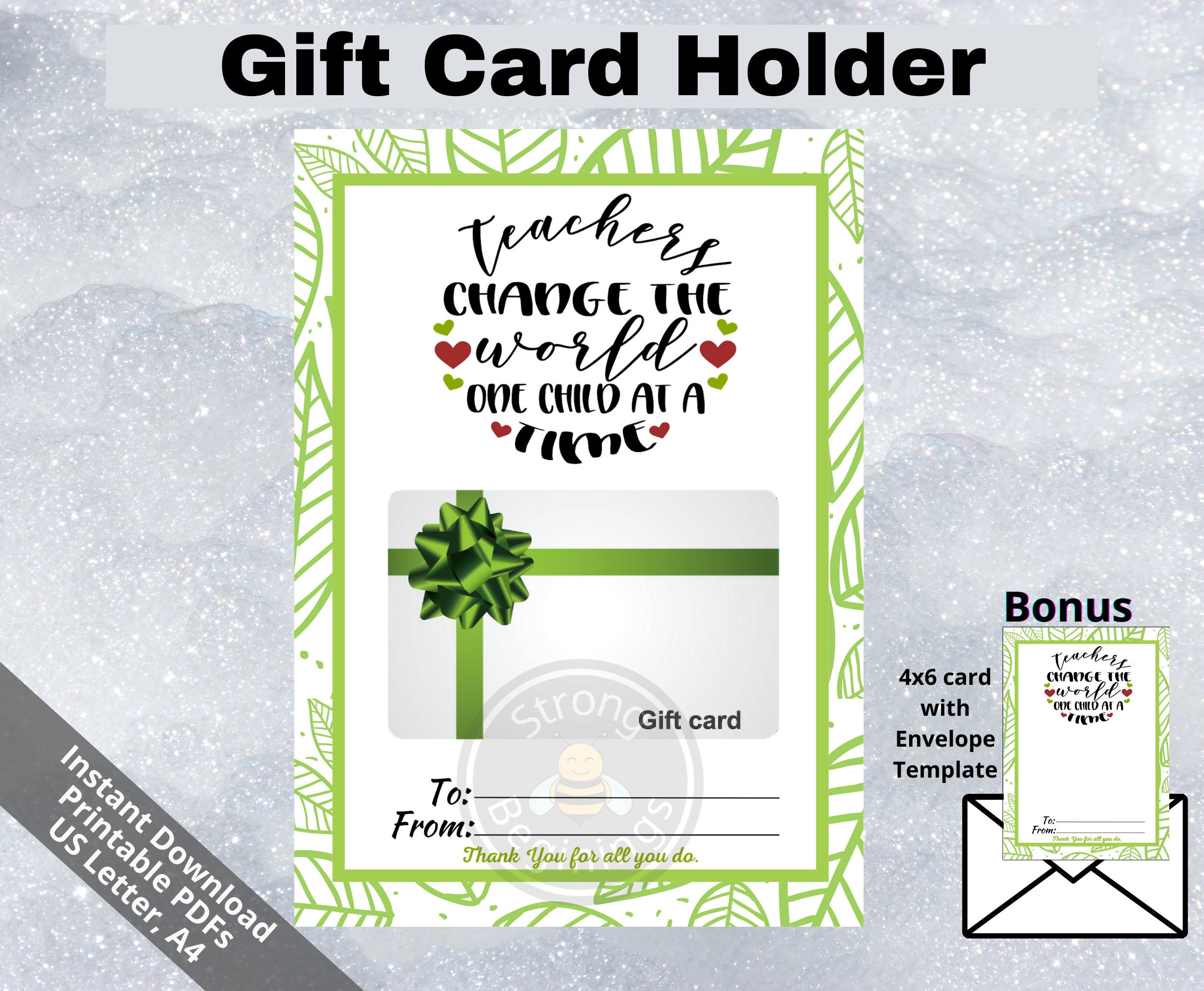 PRINTABLE Teacher Gift Card Holder, Teacher Thank You, Teacher Gift ...