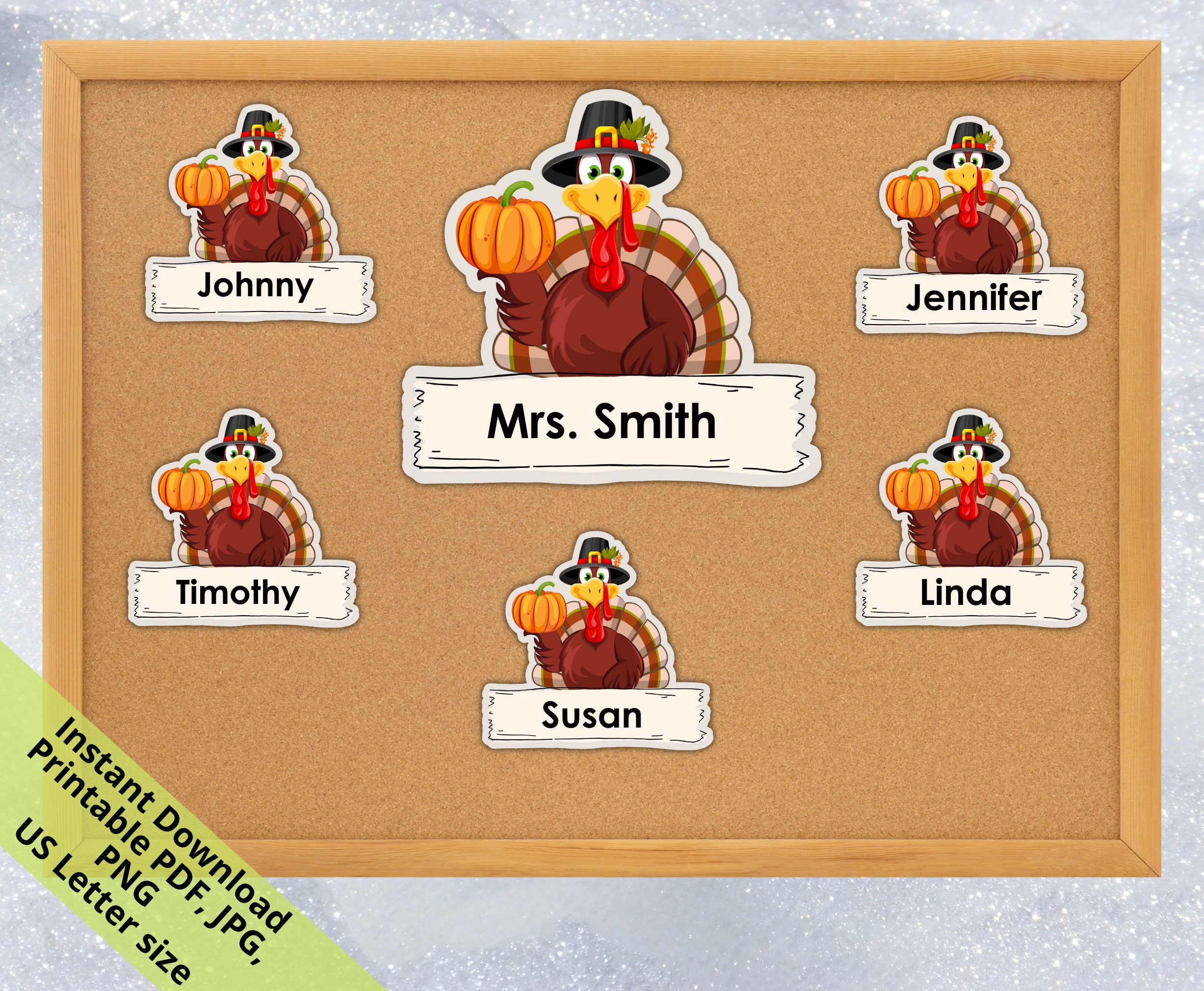 Turkey Thanksgiving Fall, Editable Student Name Tags PRINTABLES ...