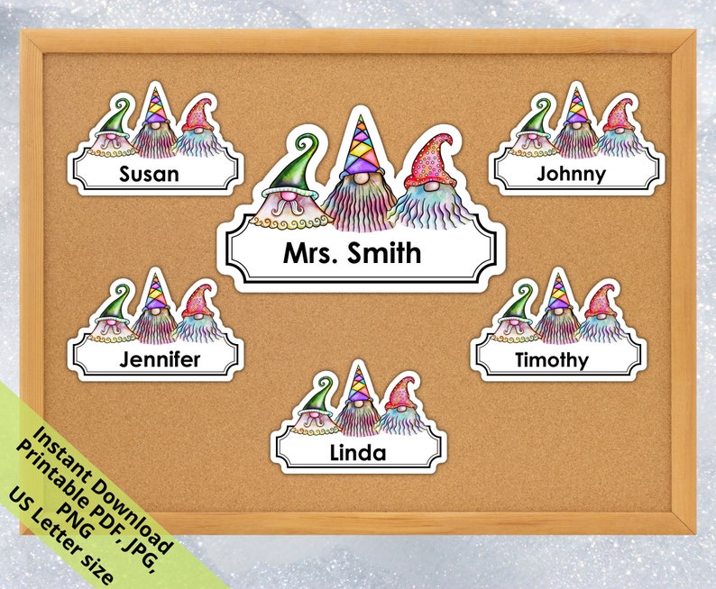 Gnomes, Editable Student Name Tags PRINTABLES, Classroom Bulletin Board ...