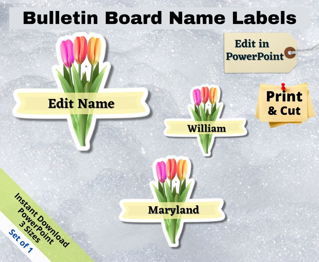 Spring Tulips Name Tags: Classroom Bulletin Board Decor (powerpoint ...