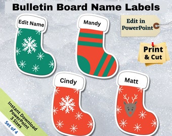 Editable Christmas Stocking Name Tags: Printable Classroom Decor (PDF ...