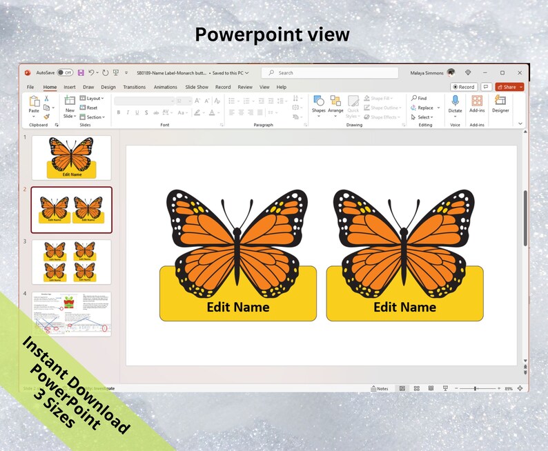 Monarch Butterfly Name Tags: Classroom Decor PRINTABLES (powerpoint ...