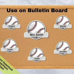 Baseball Name Tags: Editable Classroom Decor (digital Download) - Etsy