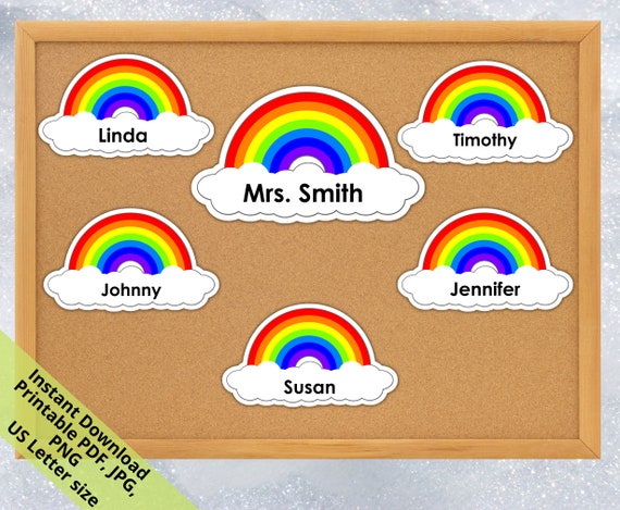 Rainbow Name Tags Printable