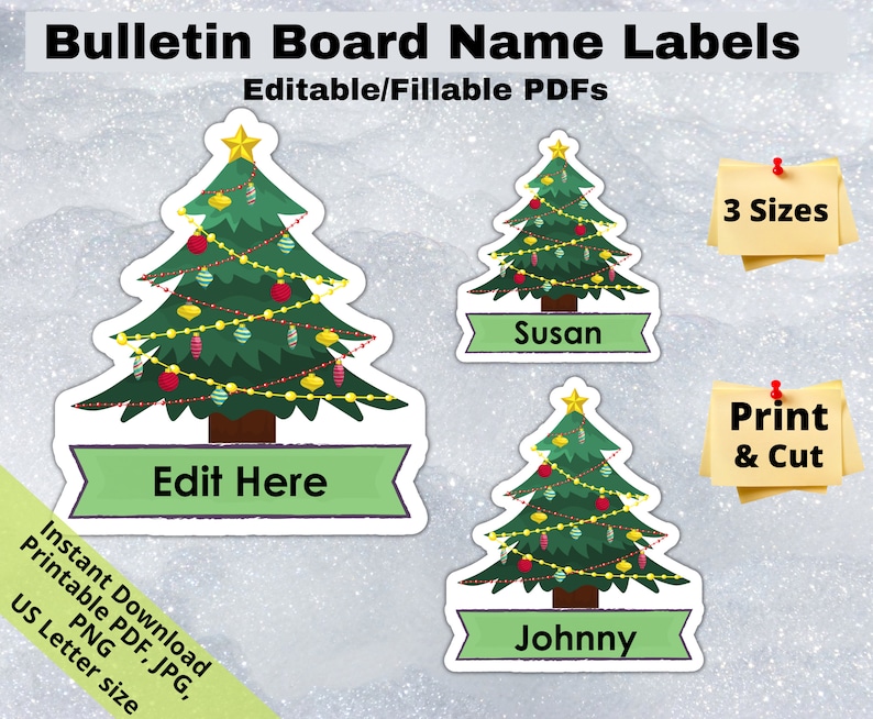 Editable Student Name Tags PRINTABLES Christmas Tree - Etsy Australia