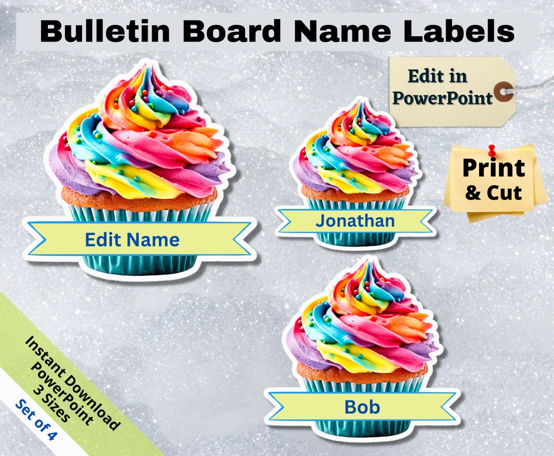 Rainbow Cupcake, Editable Student Name Tags PRINTABLES, Classroom ...