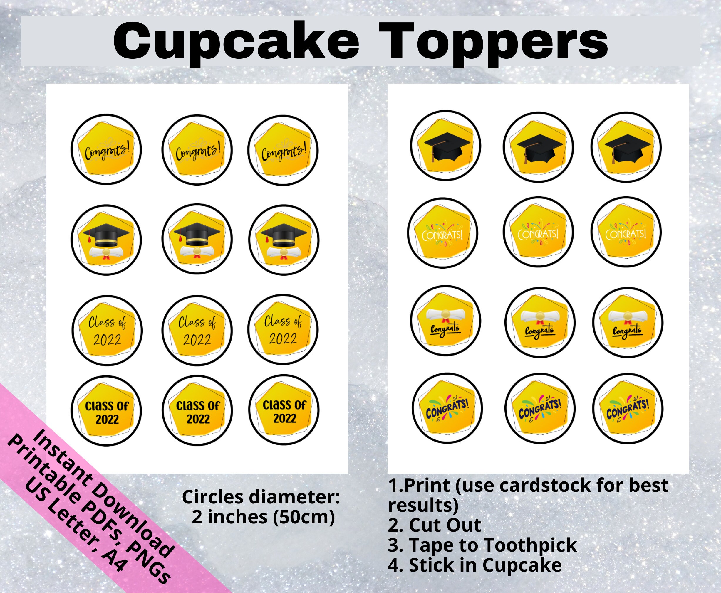 PRINTABLE Cupcake Topper, Graduation Party, Congrats, Gift for Seniors ...