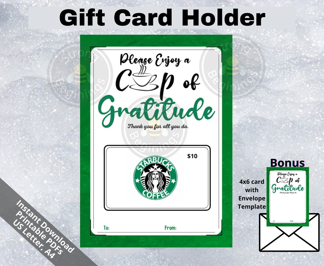 PRINTABLE Cup of Gratitude Gift Card Holder, Thank You Card, Teacher ...