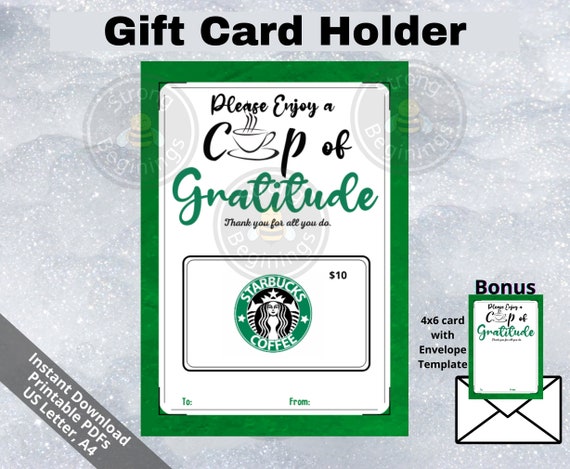 PRINTABLE Cup of Gratitude Gift Card Holder Thank You Card - Etsy