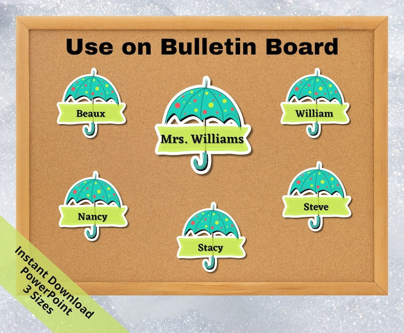 Teal Umbrella Name Tags: Classroom Decor (powerpoint Digital Download ...