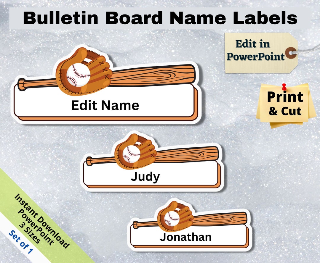 Baseball Bat Glove, Editable Student Name Tags PRINTABLES, Classroom ...
