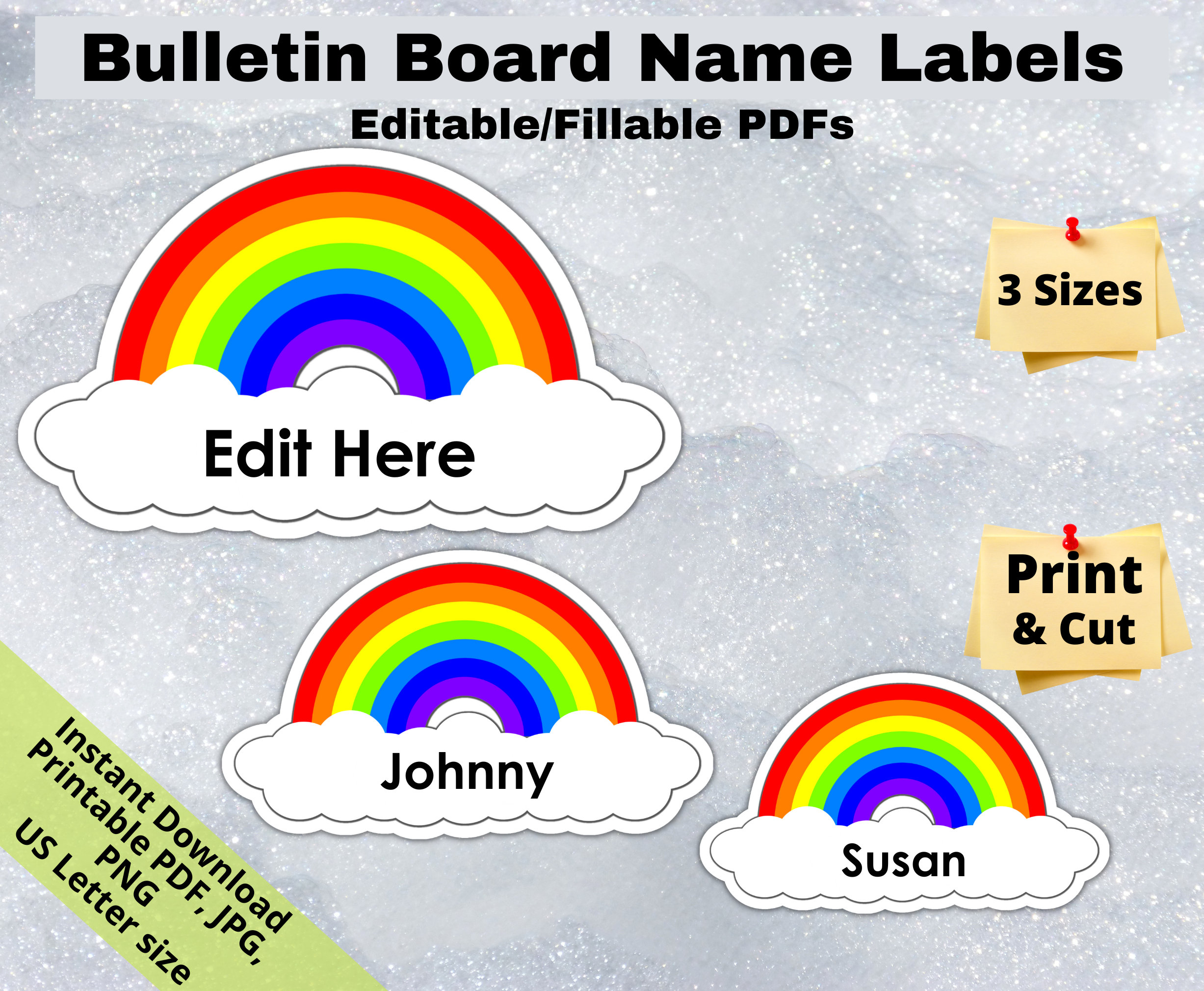 Rainbow Cloud, Editable Student Name Tags PRINTABLES, Classroom ...