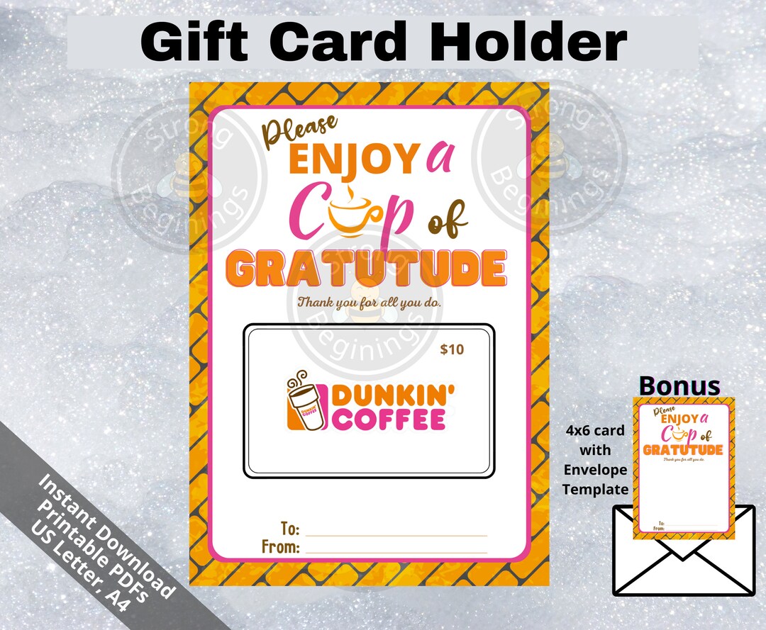 PRINTABLE Cup of Gratitude Gift Card Holder, Teacher Thank You, Teacher ...
