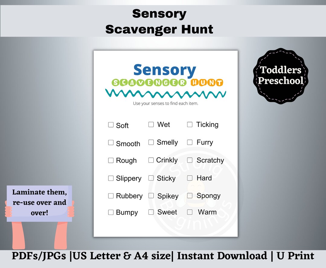Sensory Scavenger Hunt for Kids PRINTABLES, Games for Toddlers ...