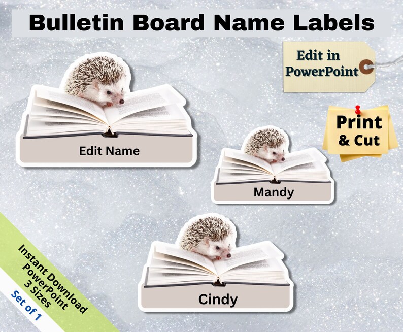 Hedgehog Reading Name Tags: Classroom Decor (printable, Editable) - Etsy