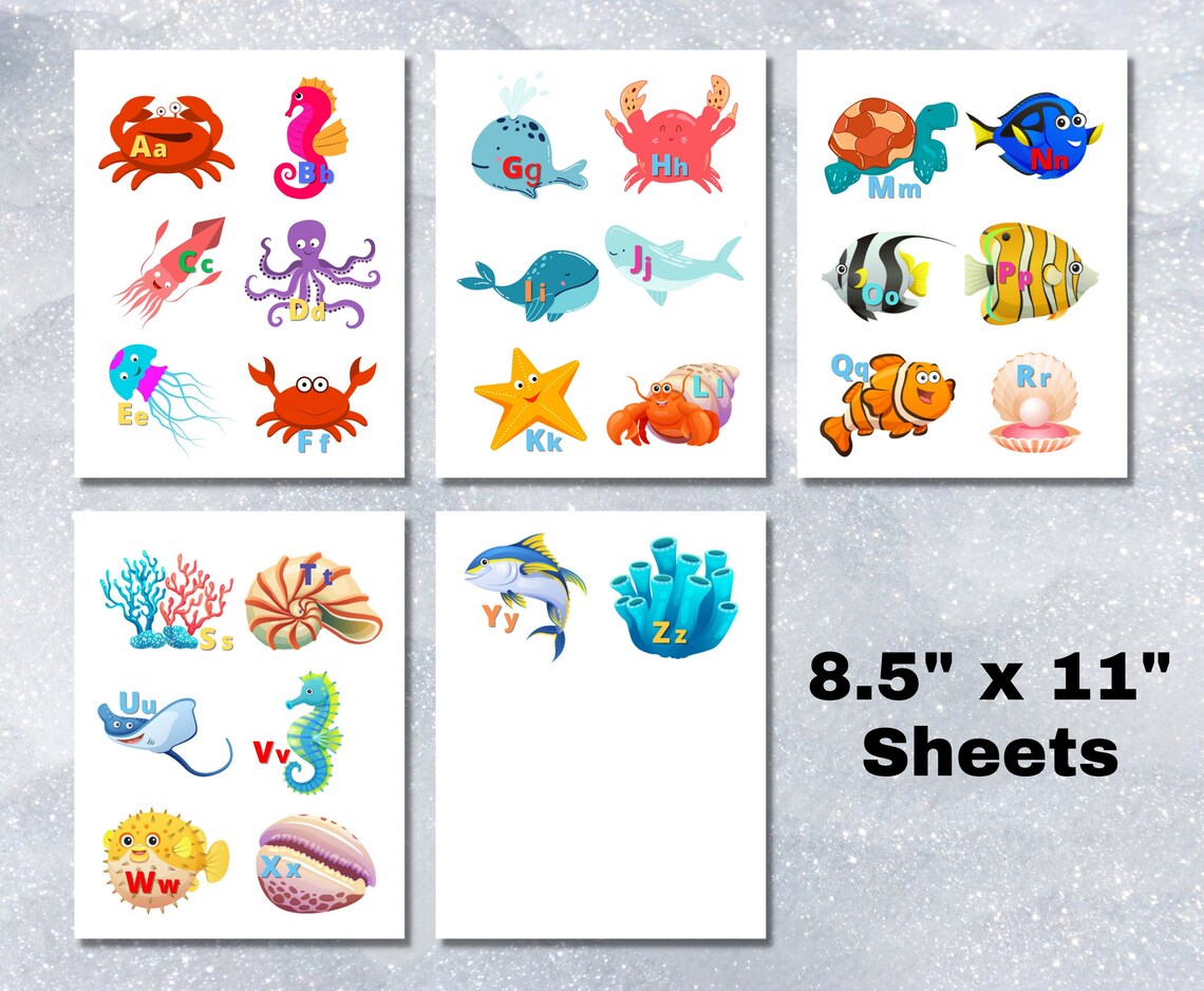 Sea Creatures Alphabets Bulletin Board Memory Cards Bunting - Etsy