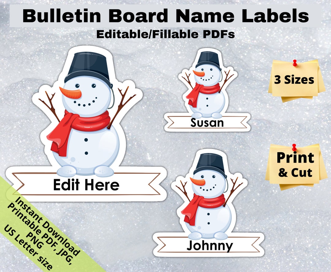 Snowman Winter, Editable Student Name Tags PRINTABLES, Classroom ...