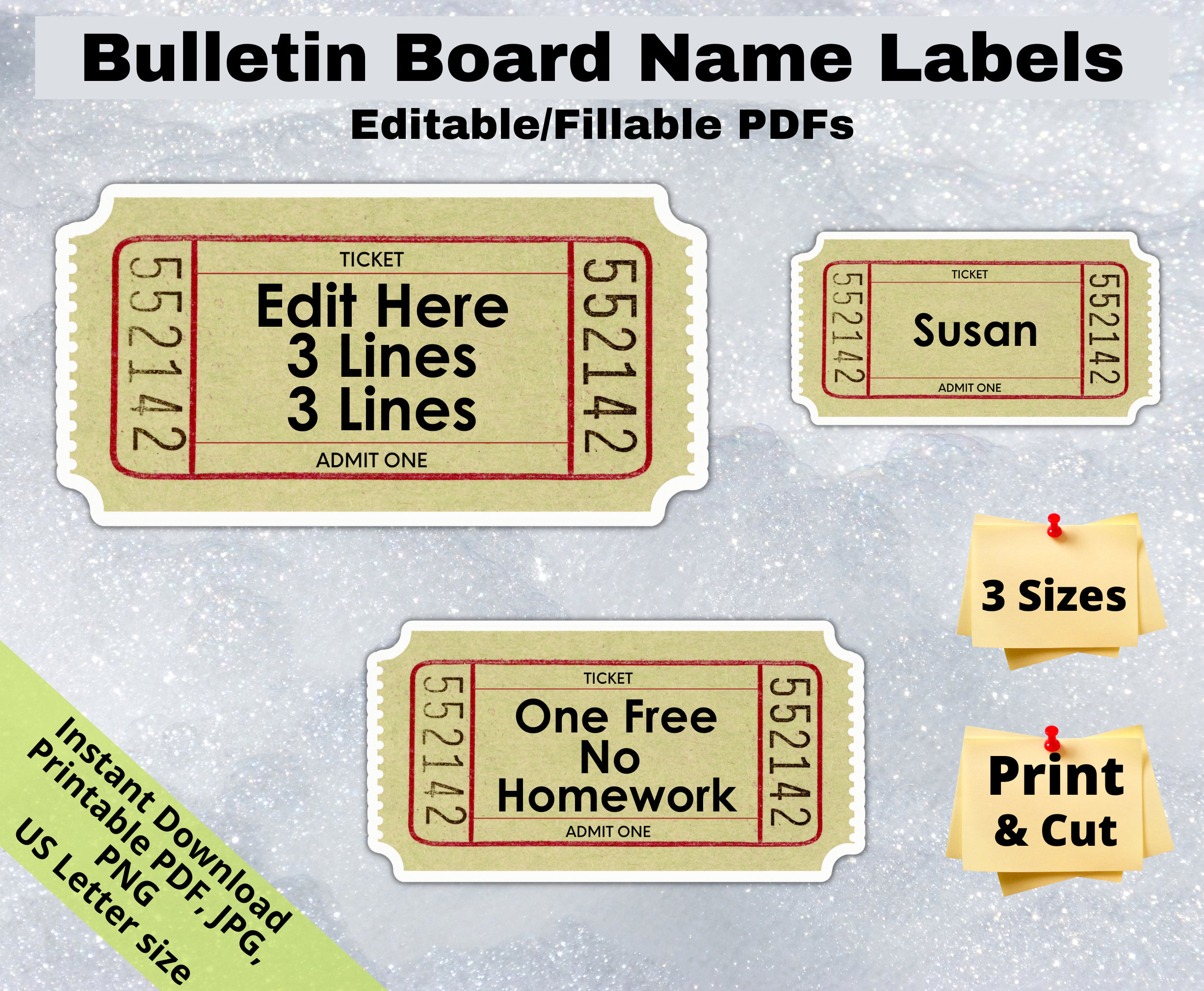 Editable Student Name Tags PRINTABLES Tan Raffle Ticket - Etsy