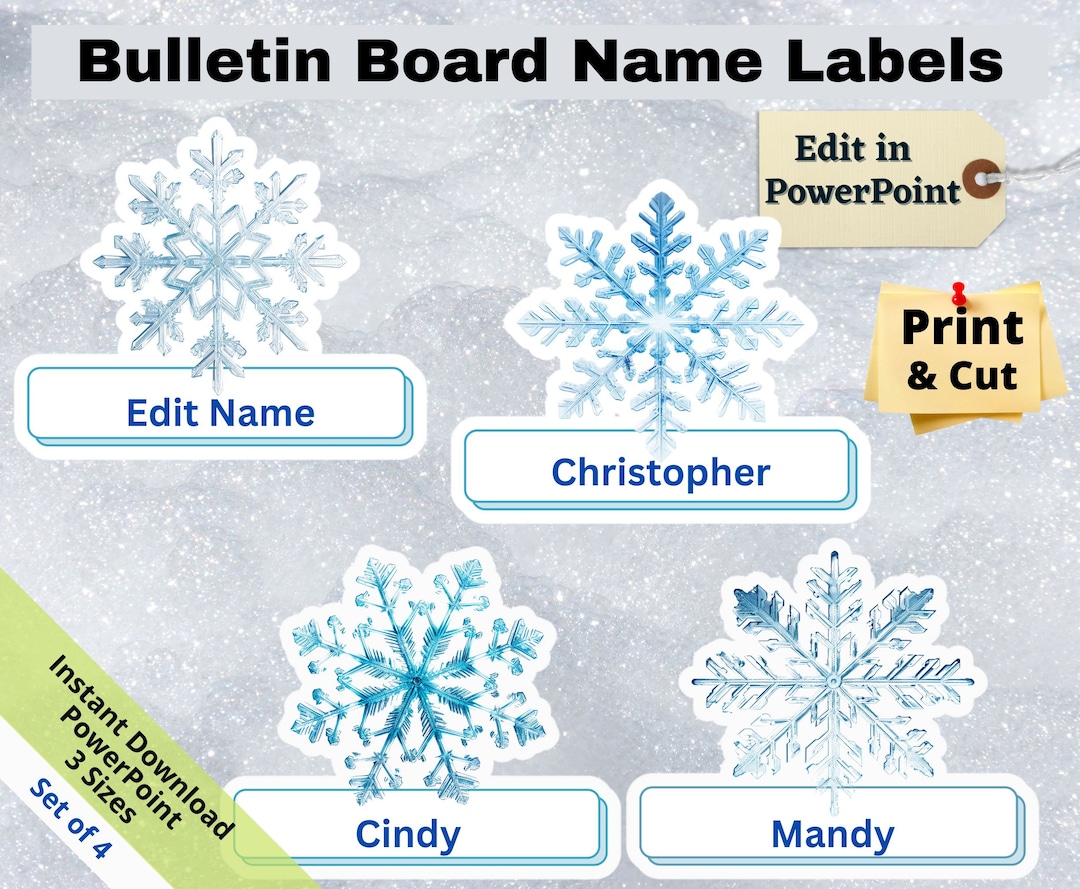 Snowflakes Editable Student Name Tags PRINTABLES Classroom - Etsy