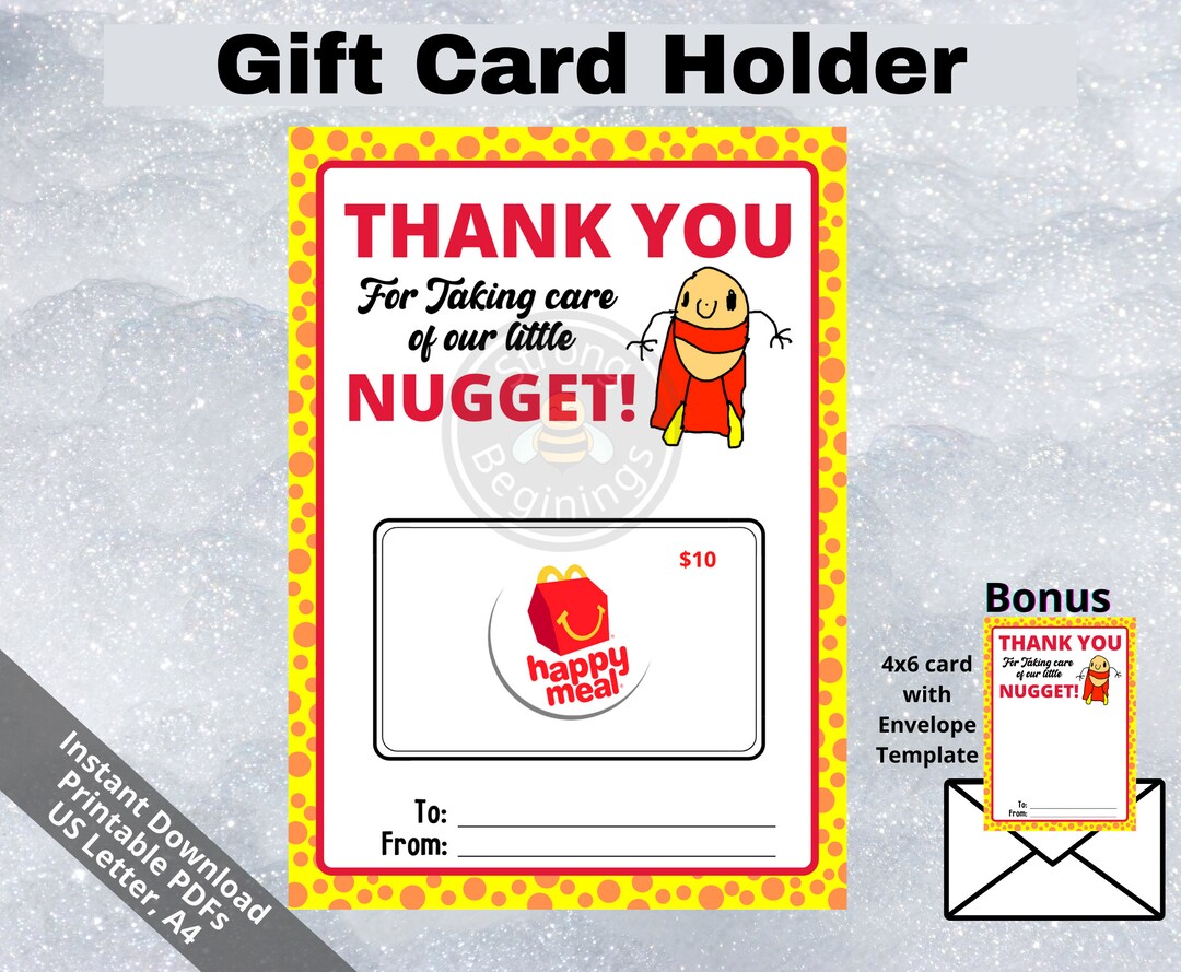 PRINTABLE Chicken Nugget Gift Card Holder, Teacher Thank You, Teacher ...