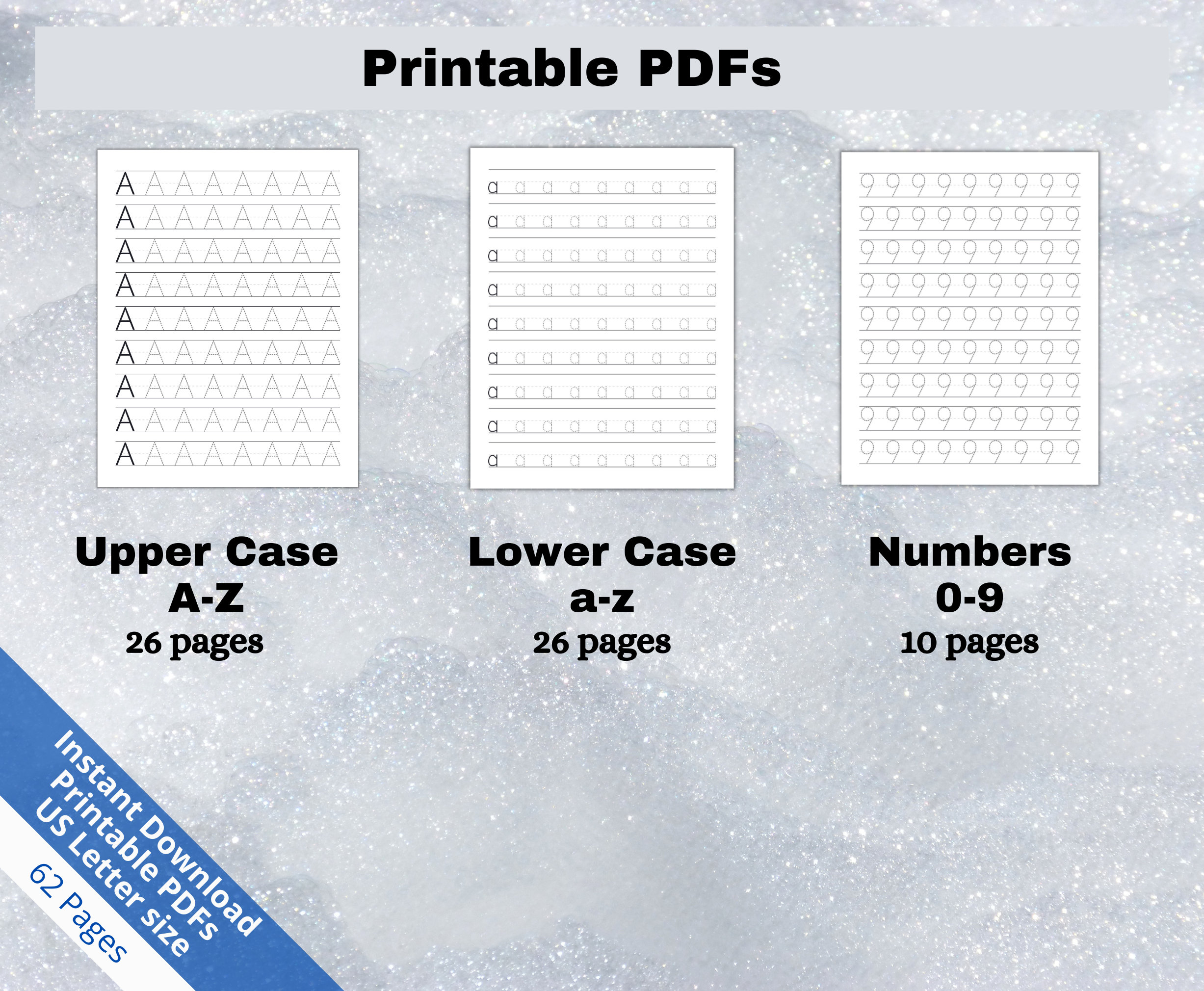 Letters and Numbers Tracing, Printable Handwriting Practice, Learn to ...